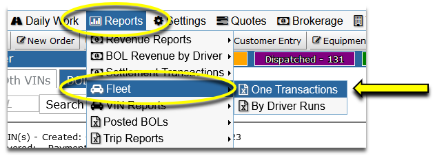 Fleet One Transactions – GoPhore - Auto Carrier Software