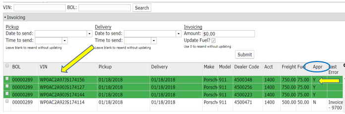 VIN Payment Approval Indicator – GoPhore - Auto Carrier Software