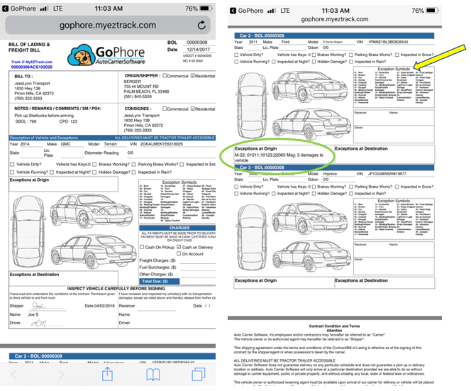 Record AIAG Damage Codes and where they can be Viewed Afterwards ...